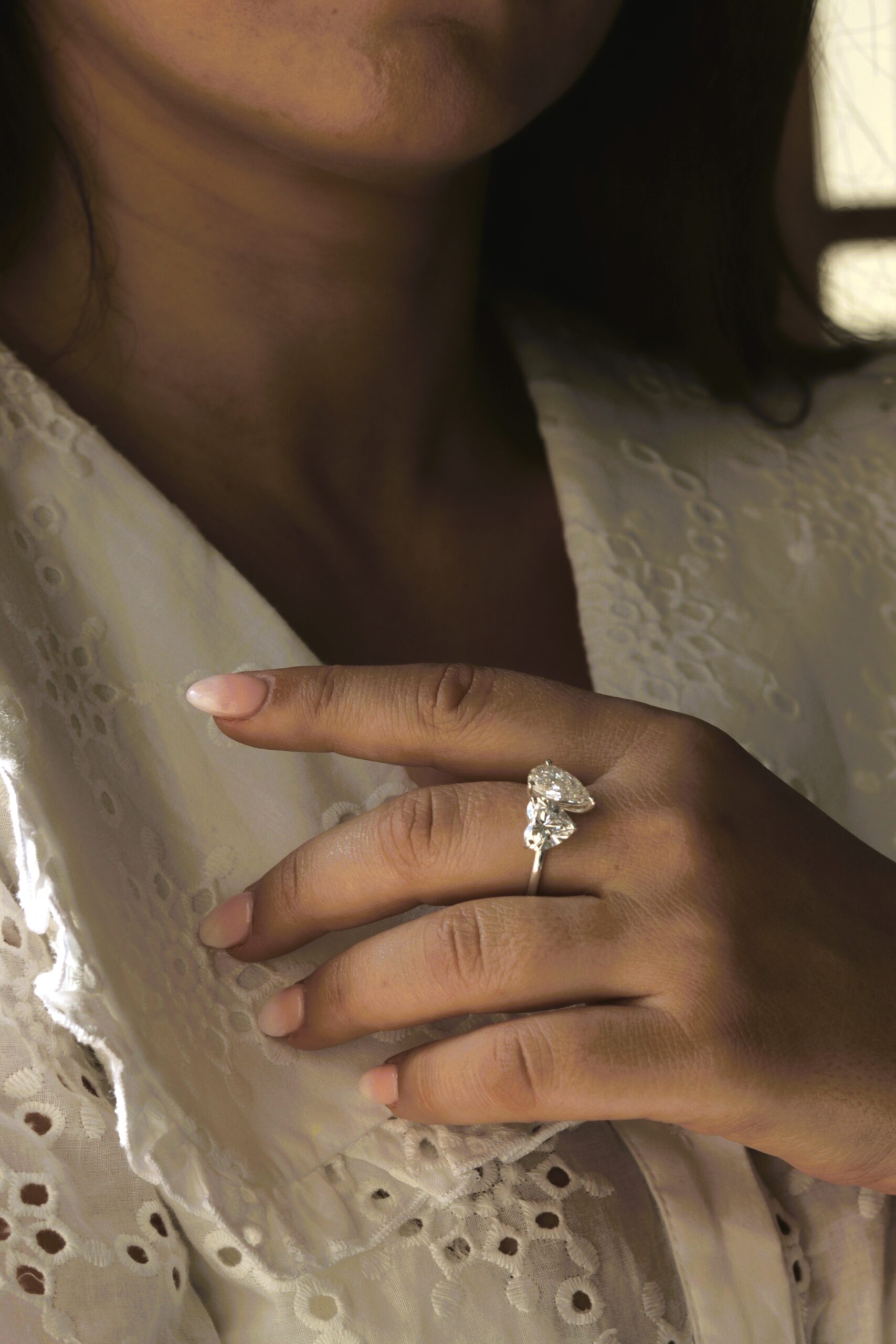 Toi & Moi Heart and Pear diamond ring